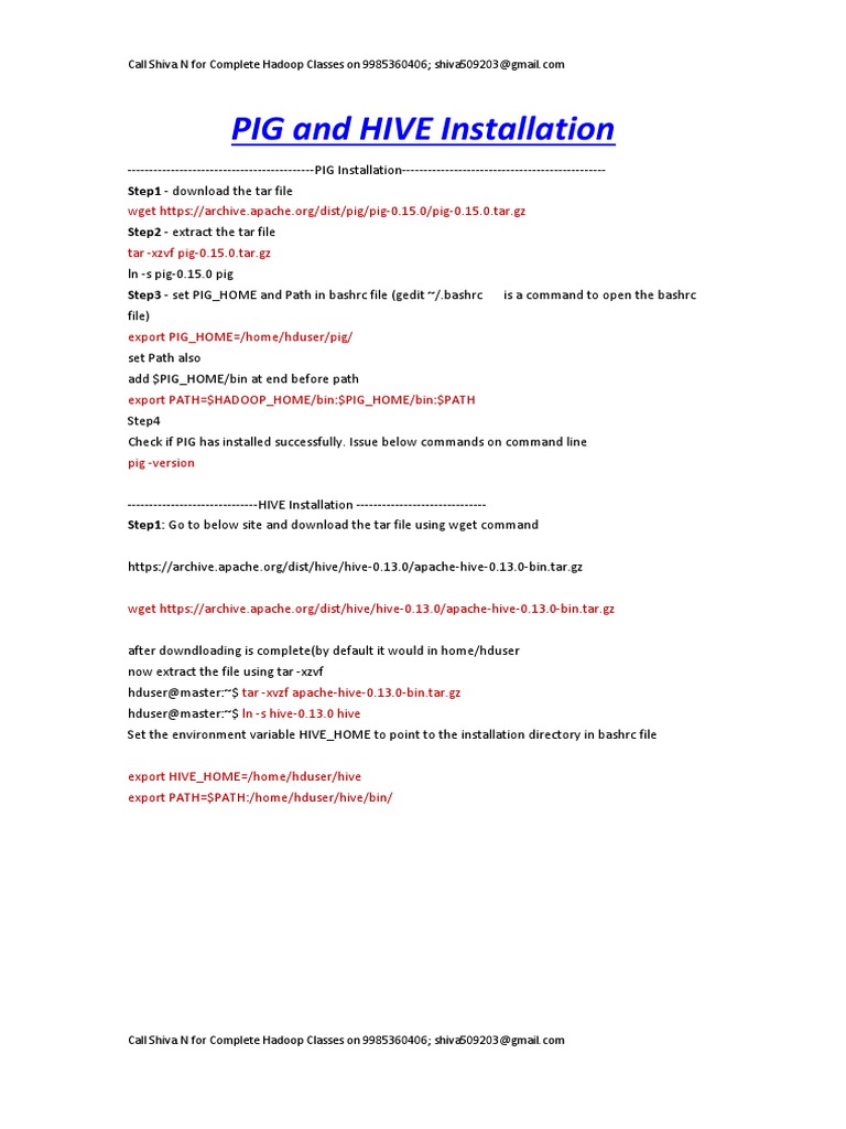 PIG and HIVE Installation PDF | PDF