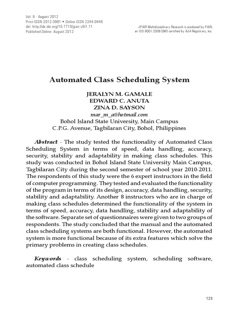 Automated Class Scheduling System: Jeralyn M. Gamale Edward C. Anuta Zina D. Sayson | PDF | Php ...