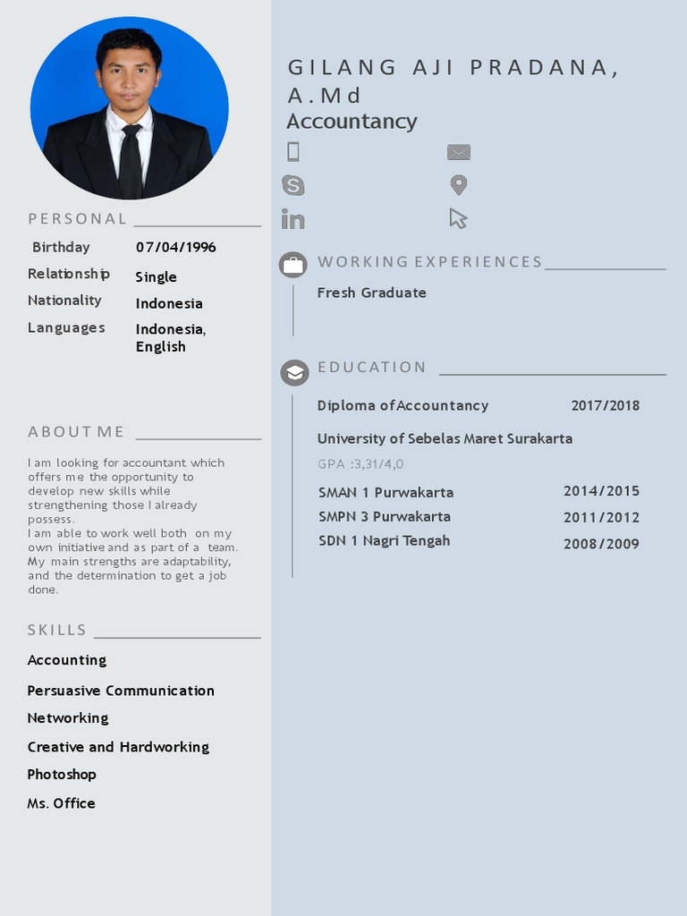 Template CV Atau Resume (Gilang) | PDF