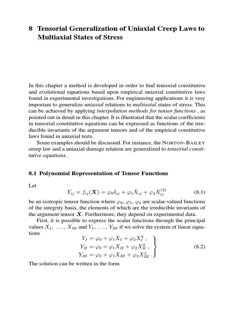 8 Tensorial Generalization of Uniaxial Creep Laws To Multiaxial States ...