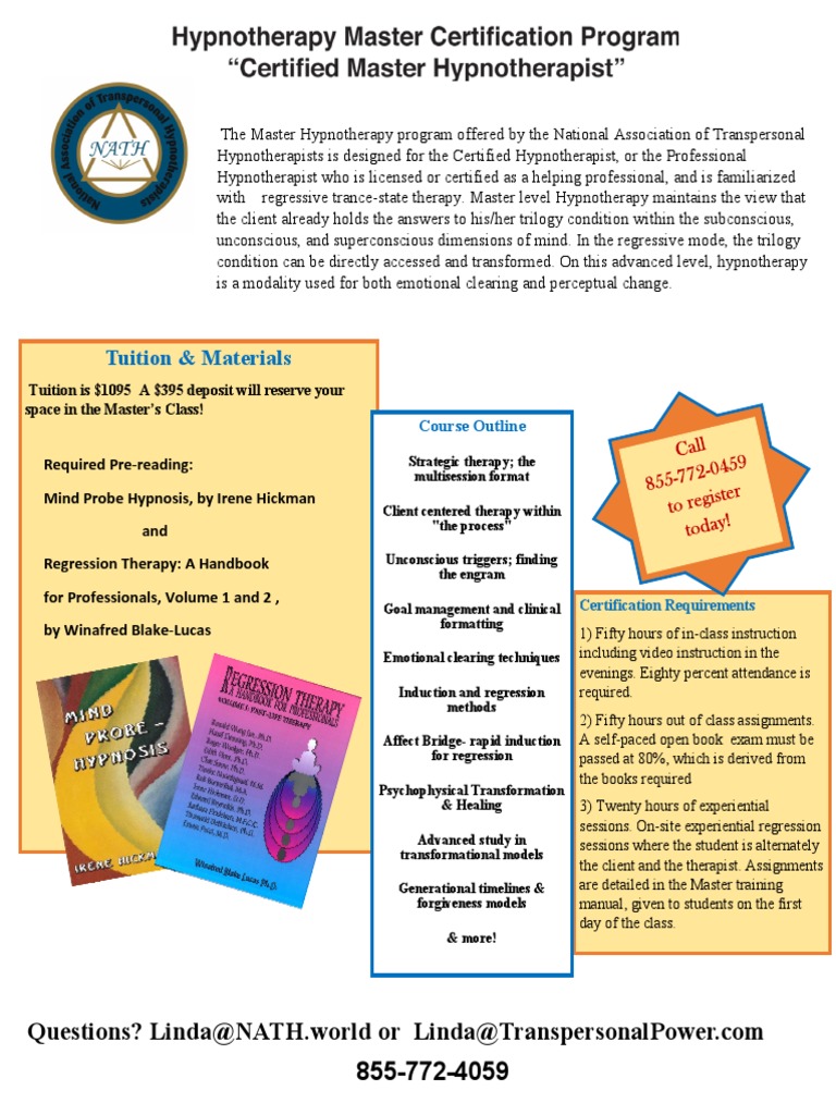 Master Hypnotherpay Certification Course | PDF | Hypnotherapy | Hypnosis