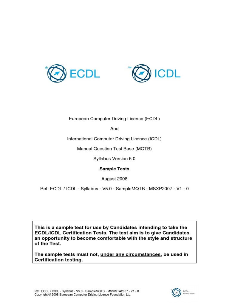 Ecdl Microsoft Vista Questions | PDF | Computer File | Internet