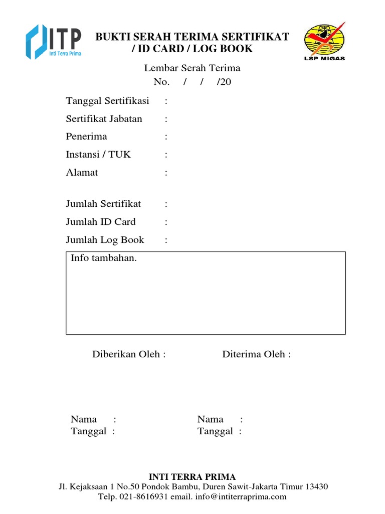 Lembar Serah Terima | PDF