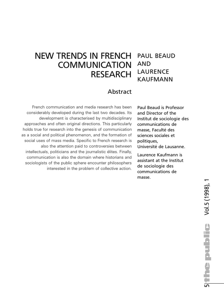 Trends in French Communication Research | PDF | Sociology | Attitude ...