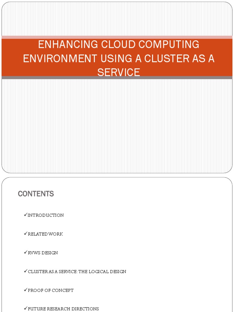 Enhancing CC Environment Using A Cluster As A Service | PDF | Computer ...