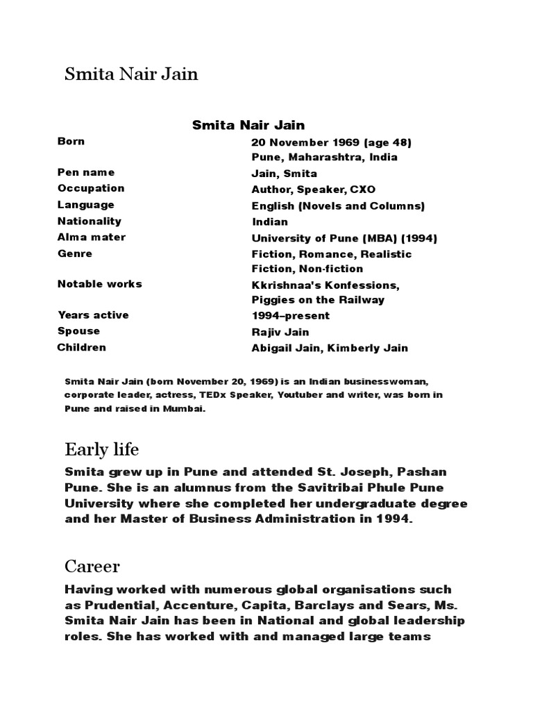 Smita Nair Jain: Author and Speaker | PDF