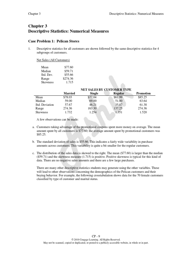 Statistical Case Solve CH 3 | PDF | Skewness | Correlation And Dependence