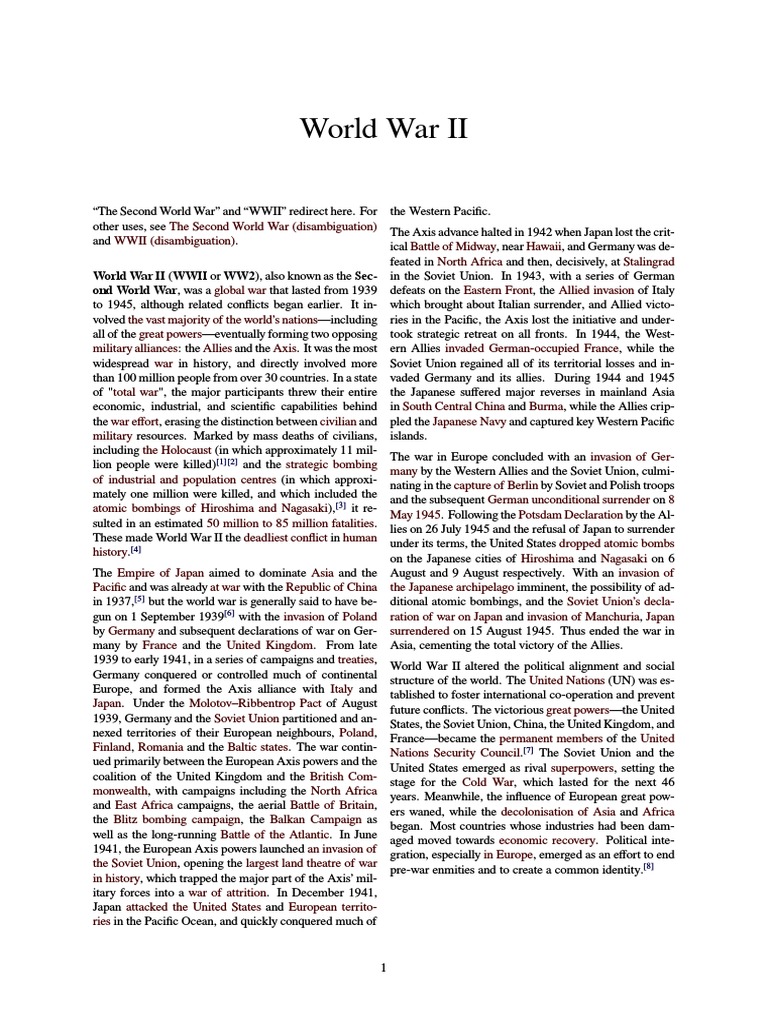 Overview of World War II Events | PDF | World War II | Axis Powers
