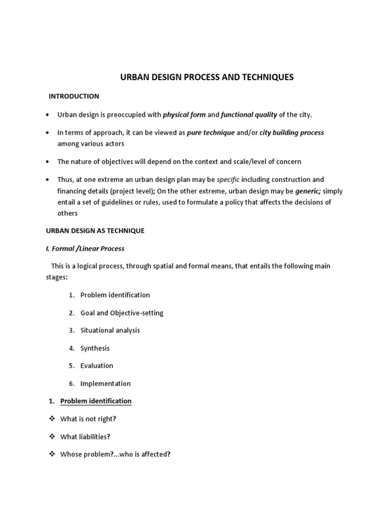 Urban Design Process and Techniques: I. Formal /linear Process | PDF ...