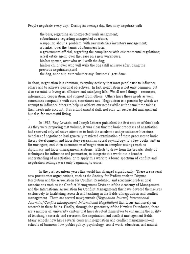 Negotiation Basics Pdf Negotiation Books