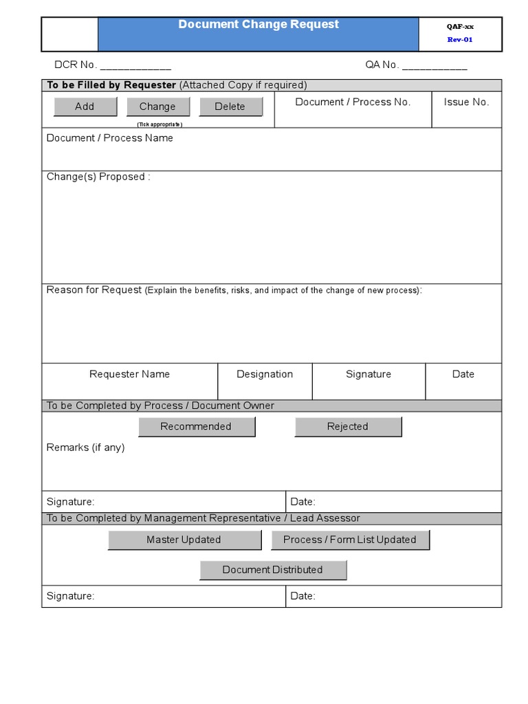 Document Change Request | PDF