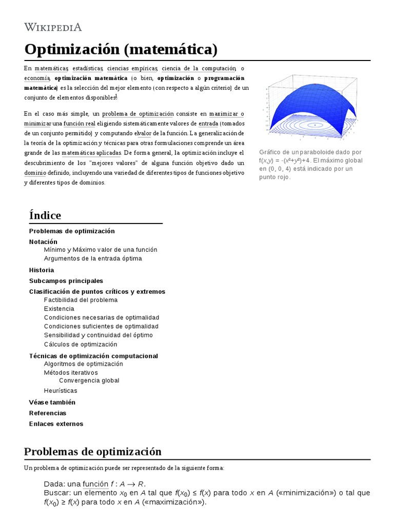 Optimización Matemática - Wikipedia | PDF | Optimización Matemática ...