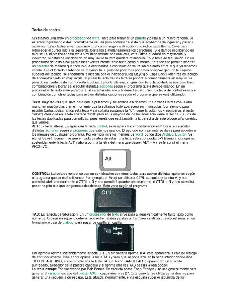 Teclas de Control Concepto | PDF | Teclado | Archivo de computadora