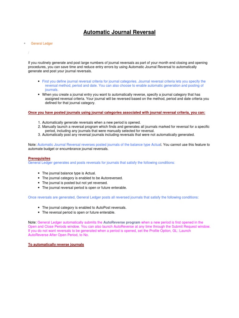 Automatic Journal Reversal Guide | PDF | Computing | Software