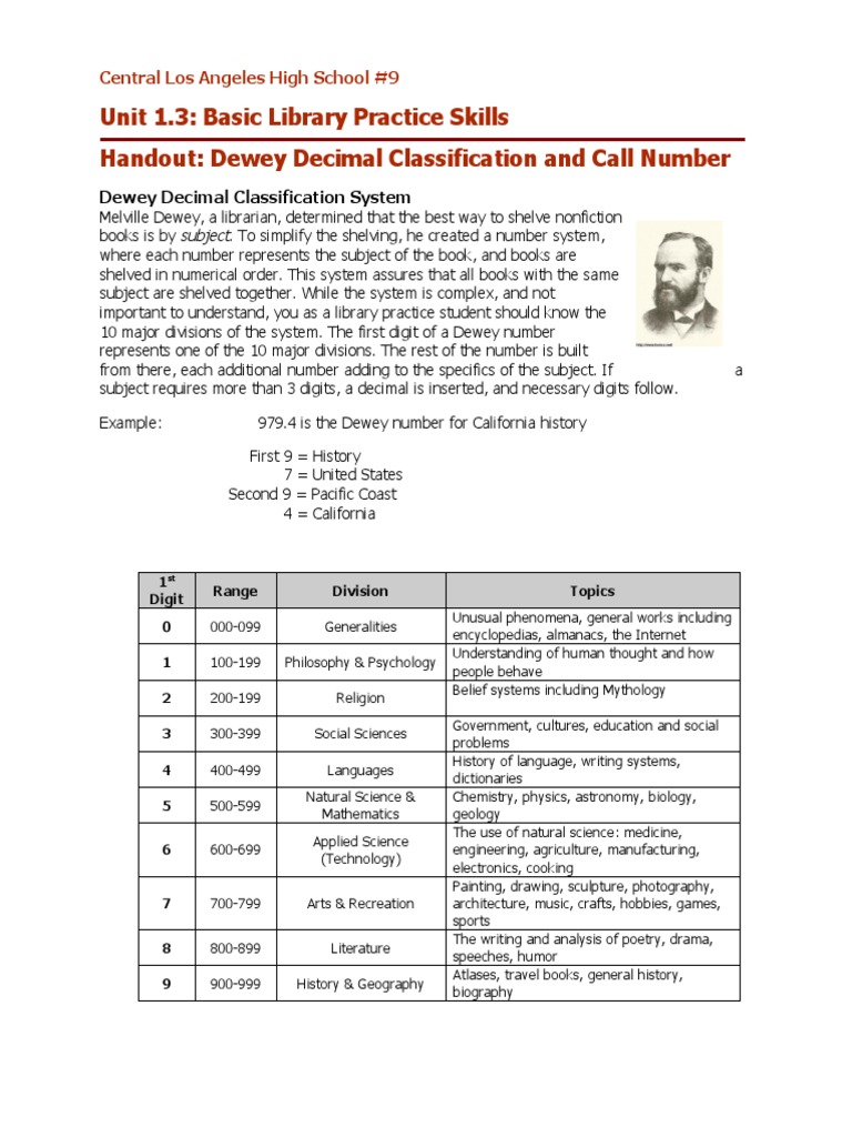 1 - 3 - Dewey and Call Number | PDF | Computer Standards | System