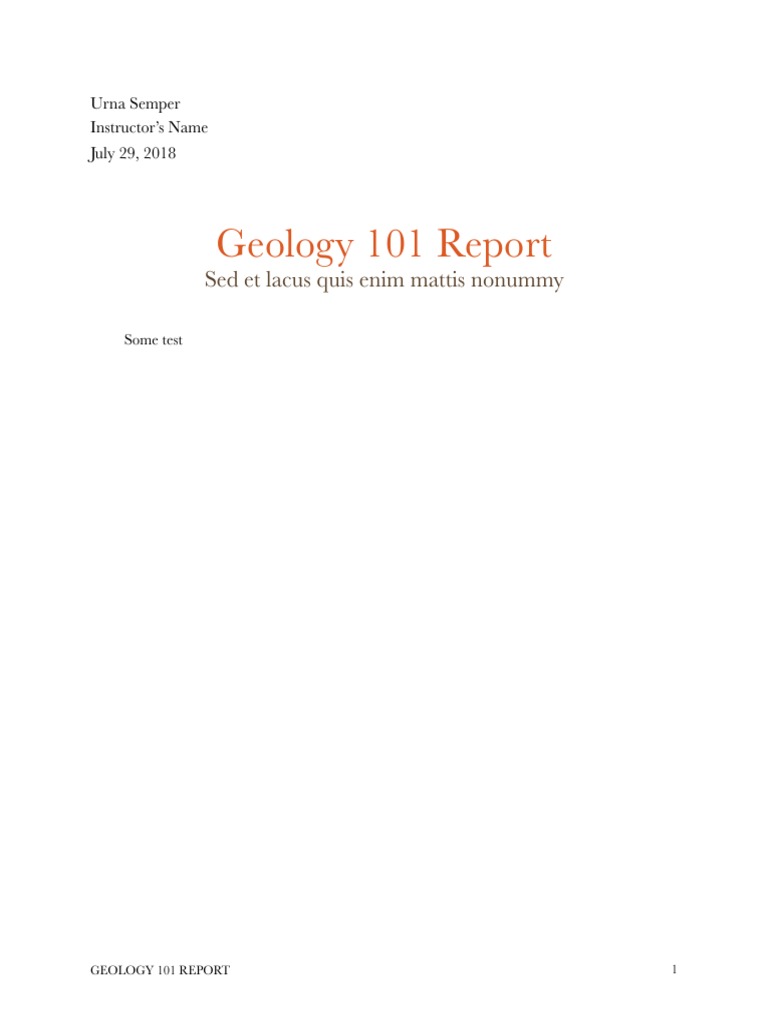 Geology 101 Report: Sed Et Lacus Quis Enim Mattis Nonummy | PDF