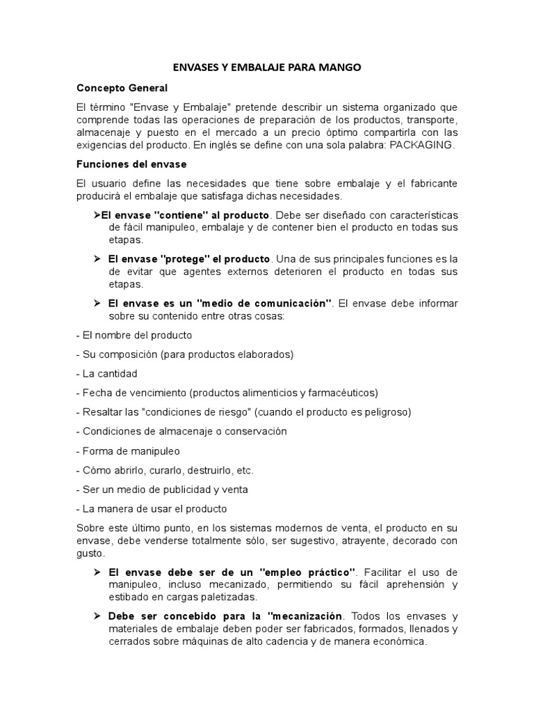 Embalaje y Empaque de Mango | PDF | Cartón | Papel