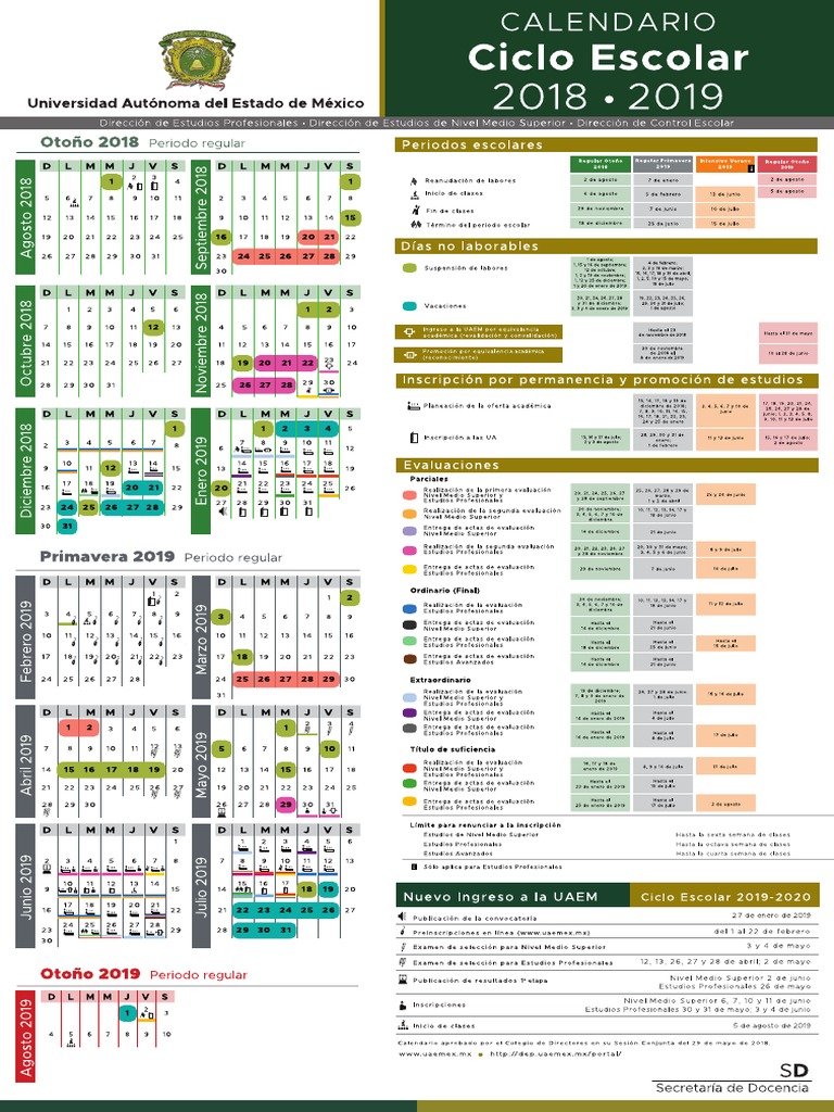 Calendario UAEMex 2018-2019