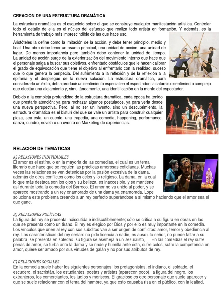 Creación de Una Estructura Dramática, Relaciones de Tematicas ...