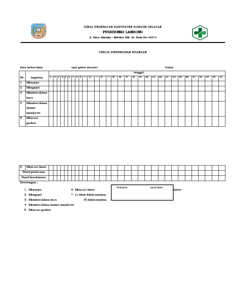 60-Ceklis Kebersihan Ruangan | PDF