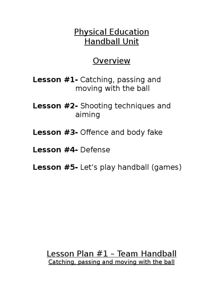 Handball Unit | PDF | Ball Games | Sports Rules And Regulations