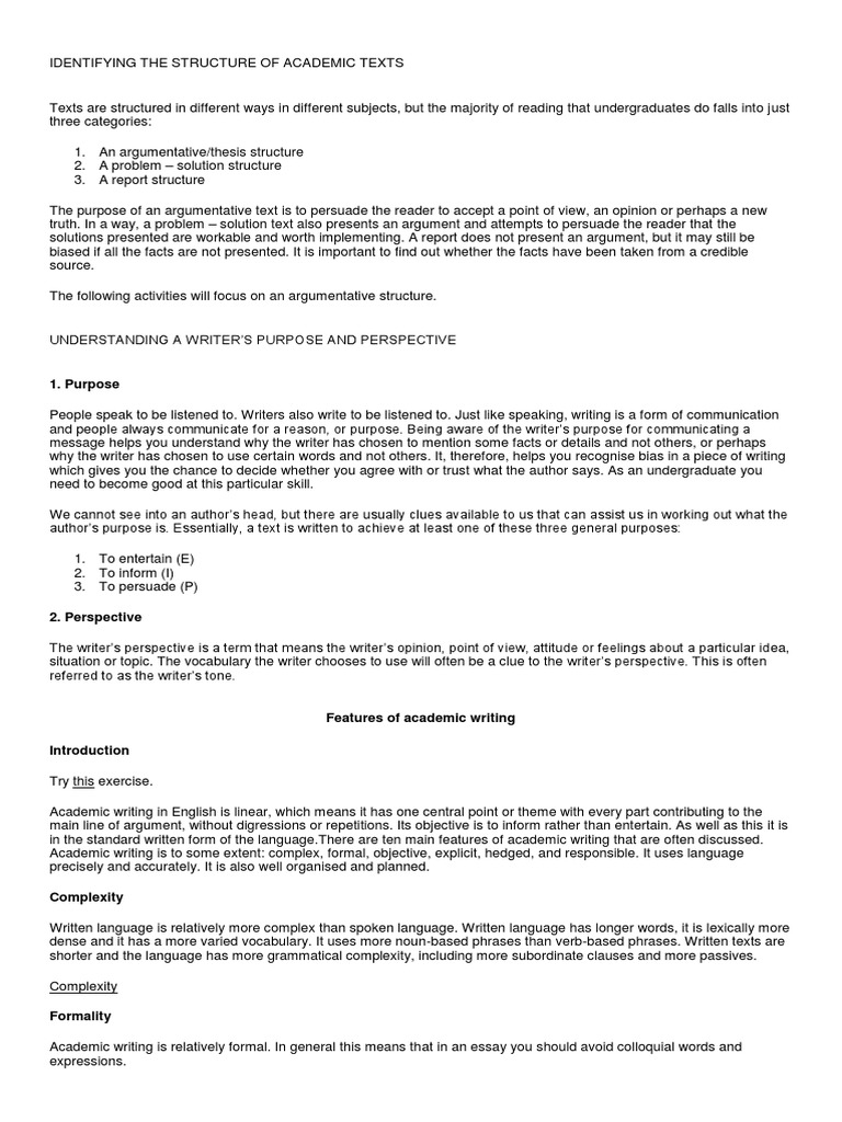 Structures of An Academic Text | PDF | English Language | Word