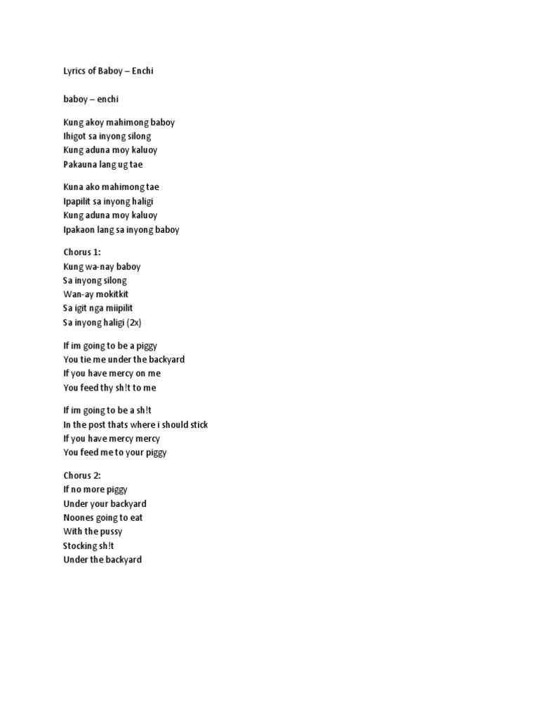 Baboy Lyrics by Enchi | PDF | Poetry