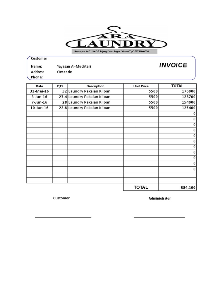 Data Laundry SMP Cimande 31 Mei 10 Juni | PDF
