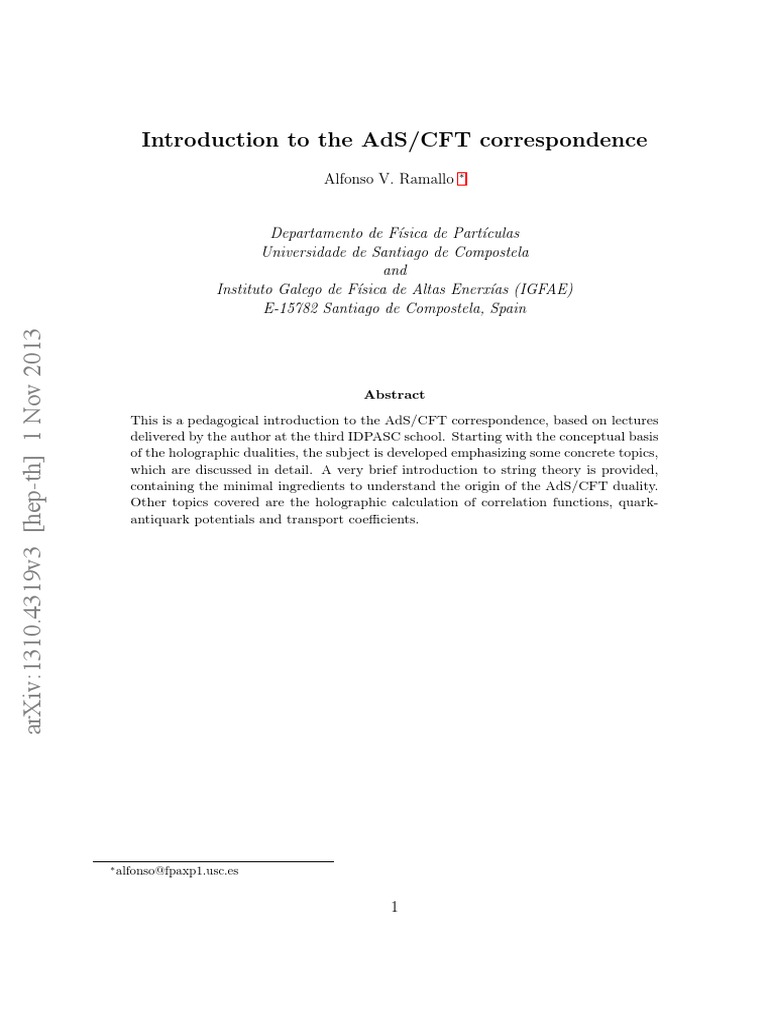 AdS/CFT Review | PDF | Quantum Field Theory | Elementary Particle