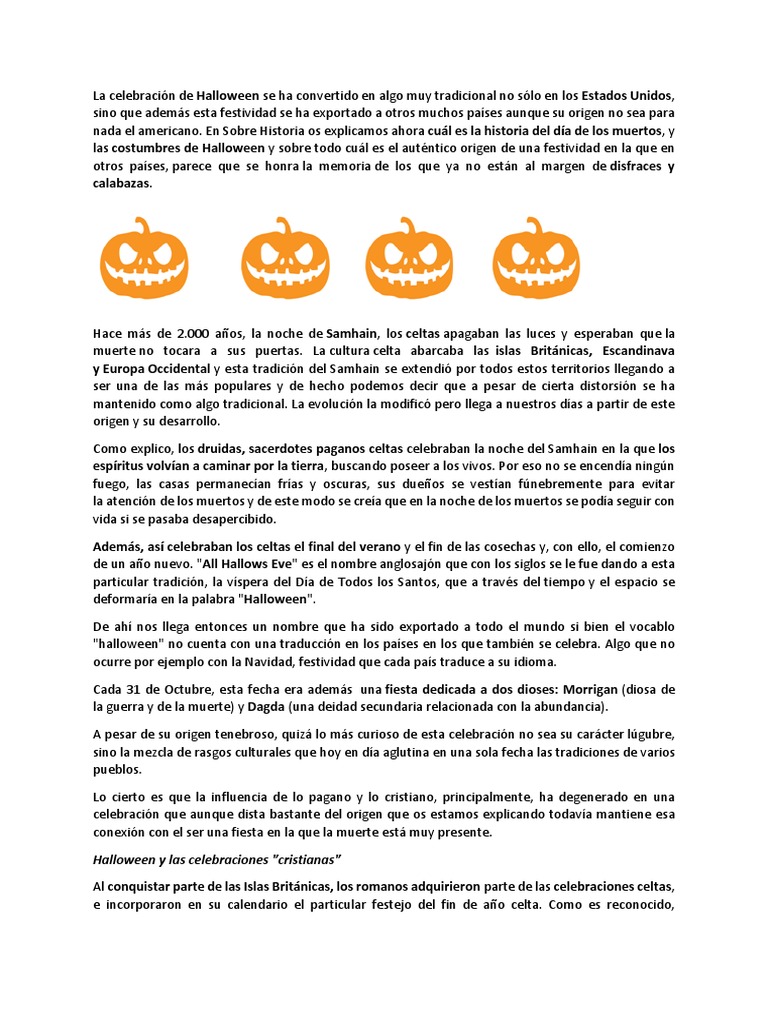 La Historia de Halloween | PDF | Víspera de Todos los Santos | Navidad