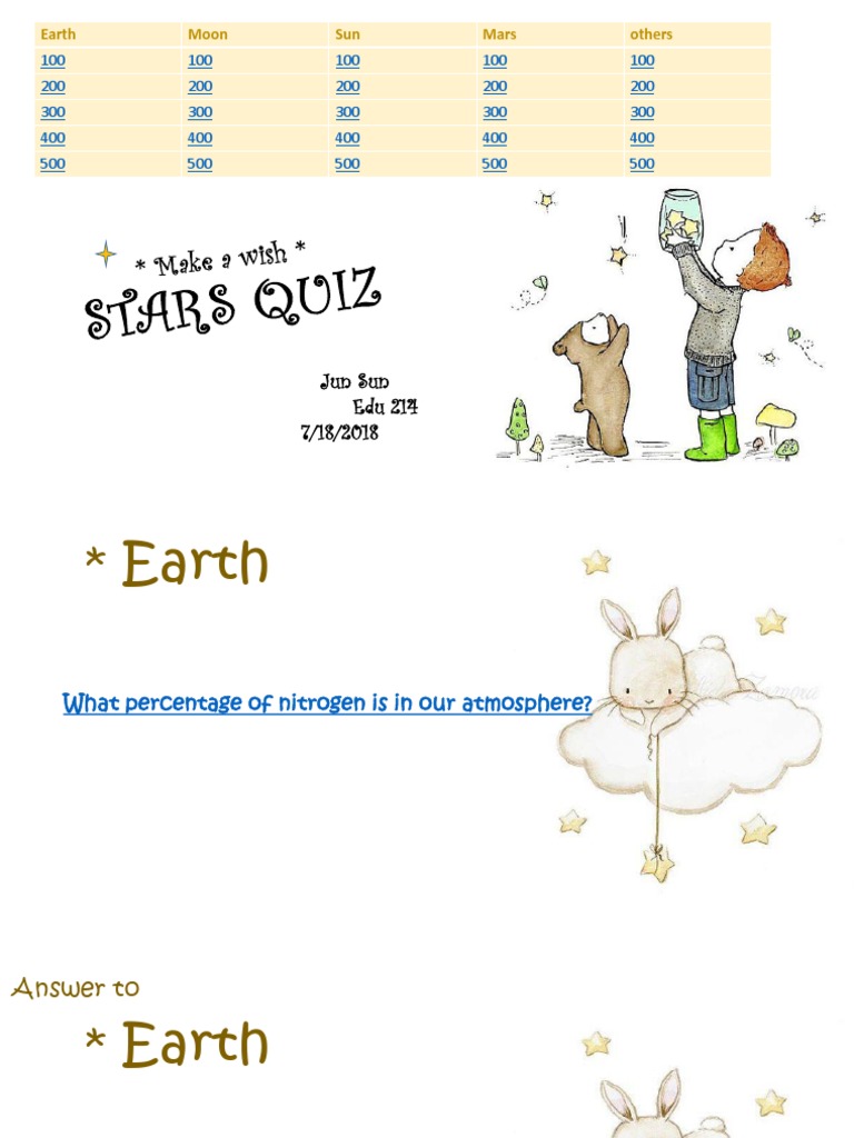 Jeopardy Game | PDF | Stars | Sun