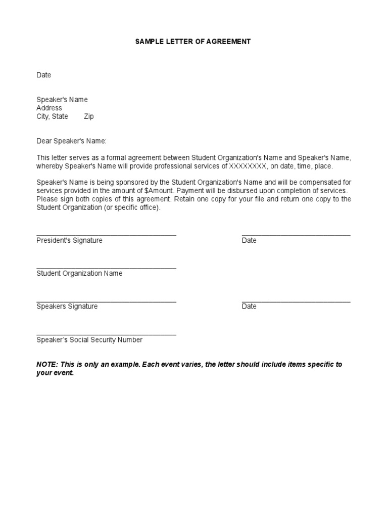Sample Letter of Agreement | PDF