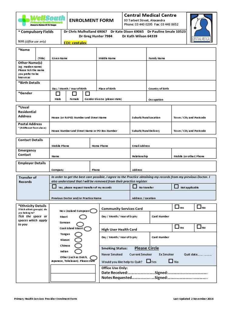 CMC Enrolment Form 2018 | PDF | Travel Visa | Electronic Health Record