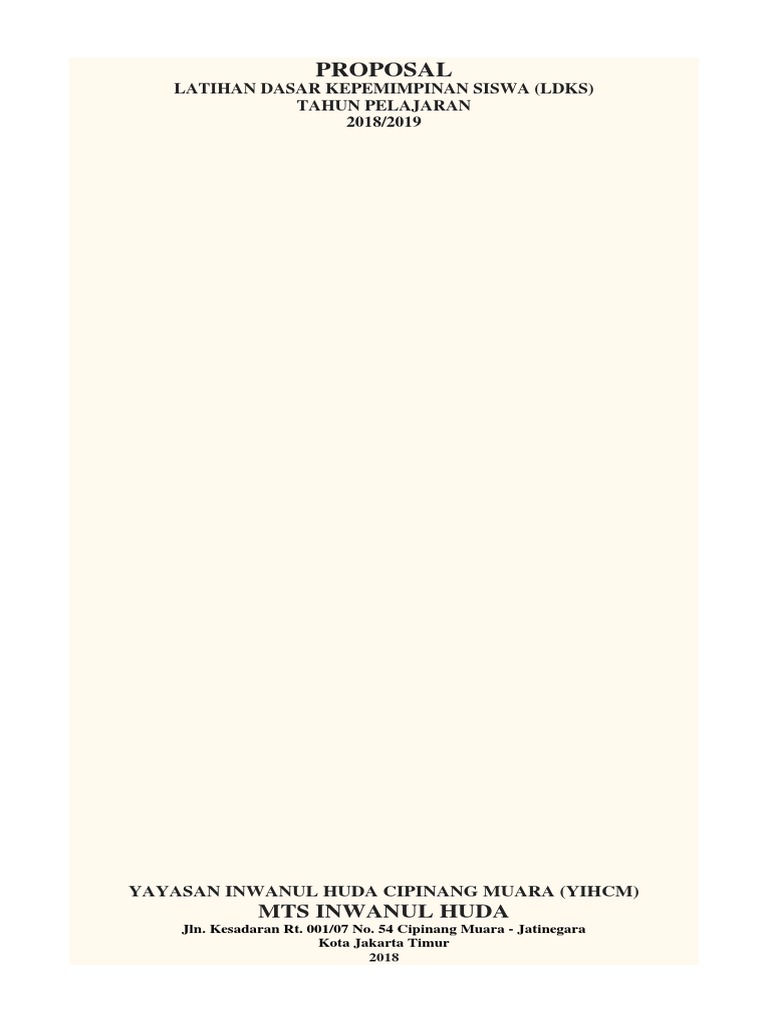 Proposal LDKS MTs Inwanul Huda 2018 | PDF