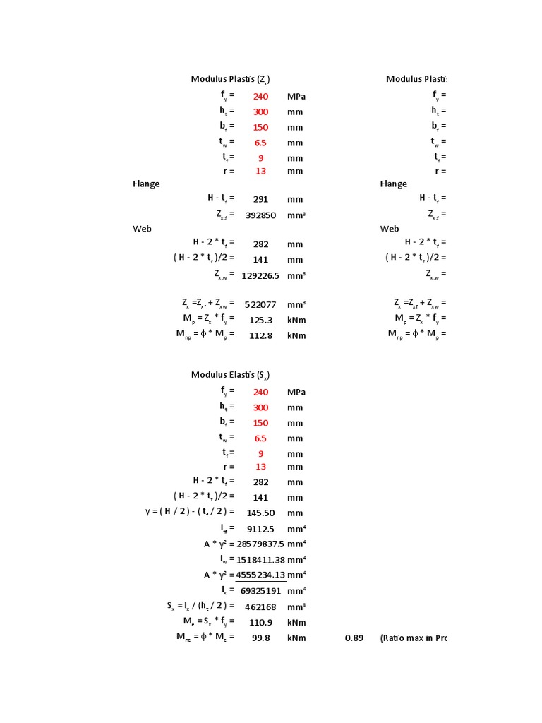 Modulus Plastis Dan Elastis Penampang | PDF