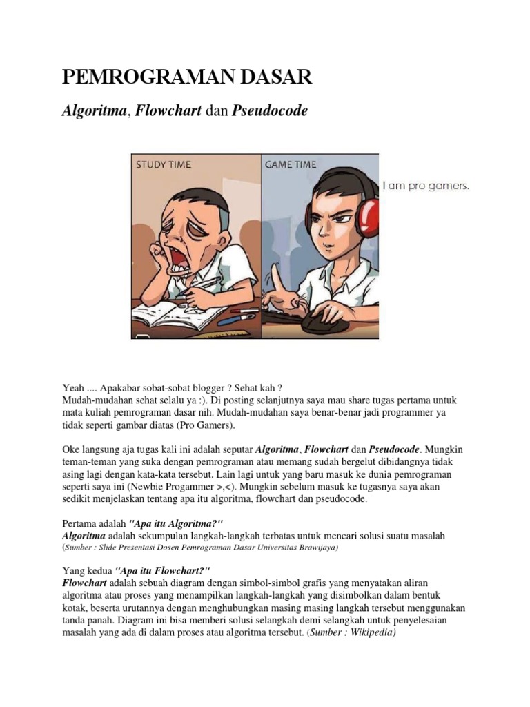 Pemrograman Dasar, Flowchart, Pseucode | PDF
