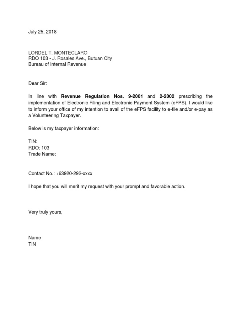 Letter of Intent BIR | PDF