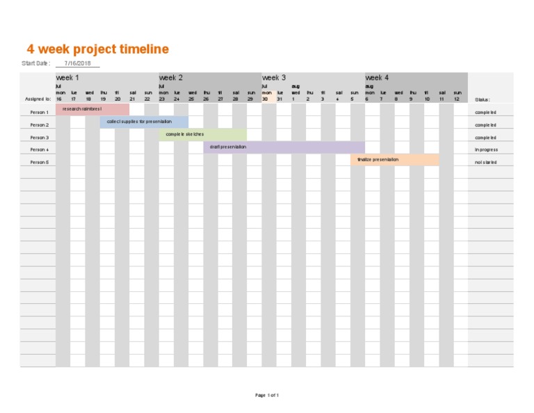 4 Week Project Timeline: Week 1 Week 2 Week 3 Week 4 | PDF