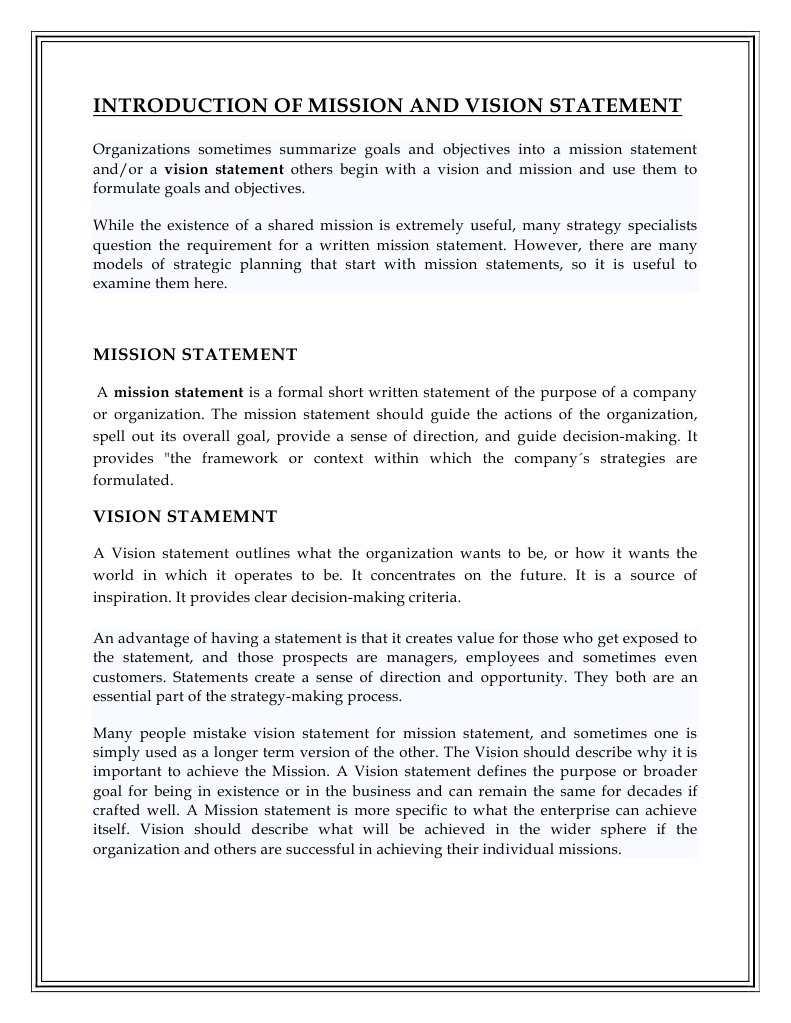 Mission and Vision Statements | PDF | Goal | Leadership