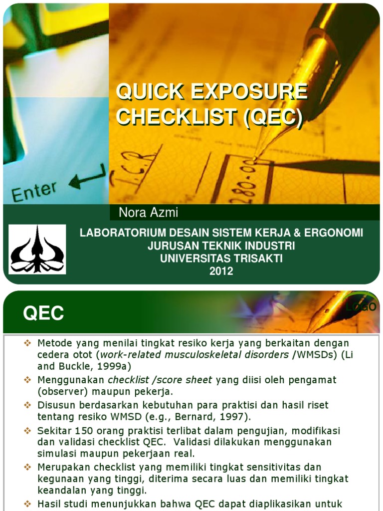 Quick Exposure Checklist Pekan 4 | PDF