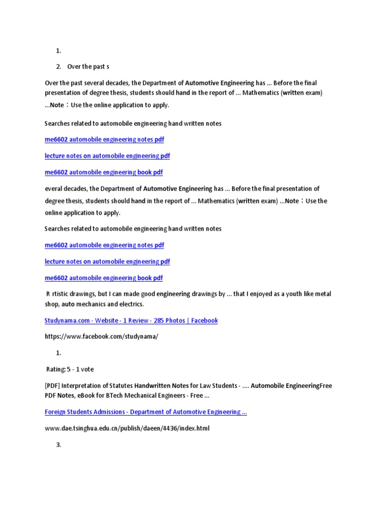 Me6602 Automobile Engineering Notes PDF Lecture Notes On Automobile ...