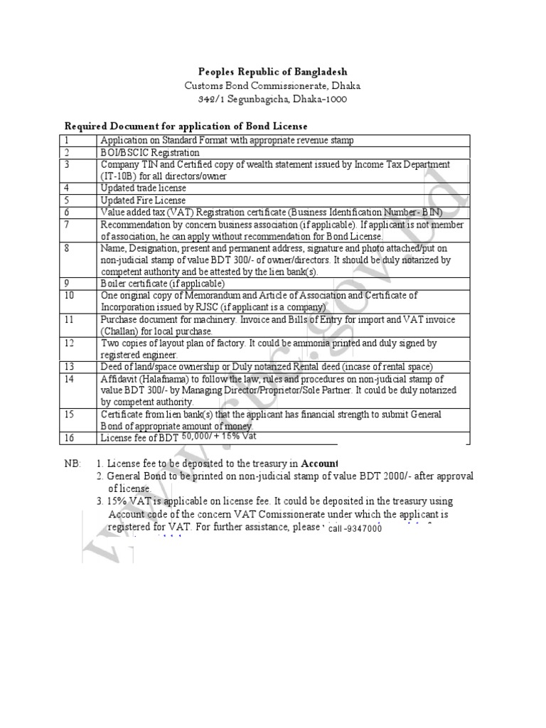 Required Documents Bonded License | PDF | Invoice | Value Added Tax