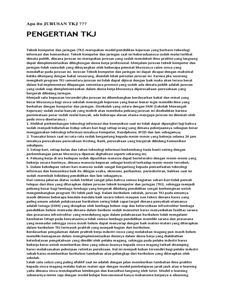 Apa Itu Jurusan TKJ | PDF