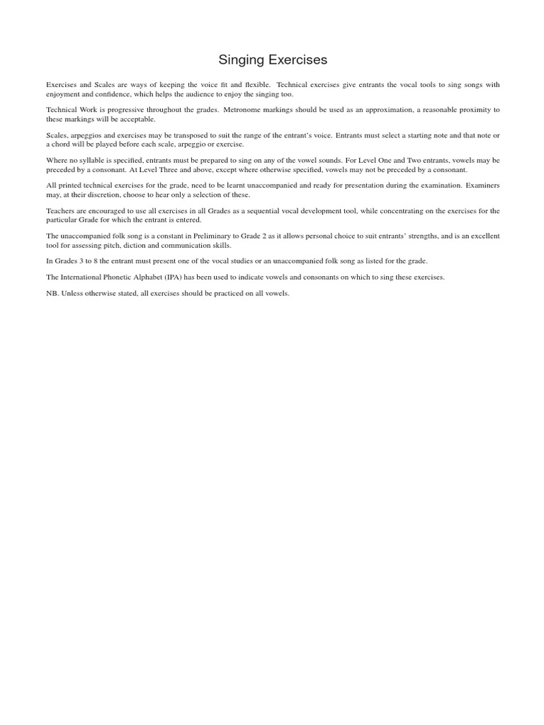 Singing Pleasure Exercises | PDF | Singing | Scale (Music)