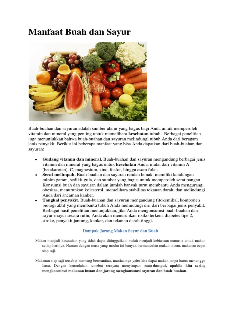 Manfaat Buah Dan Sayur. Asli | PDF | Kesehatan Holistik | Sains ...