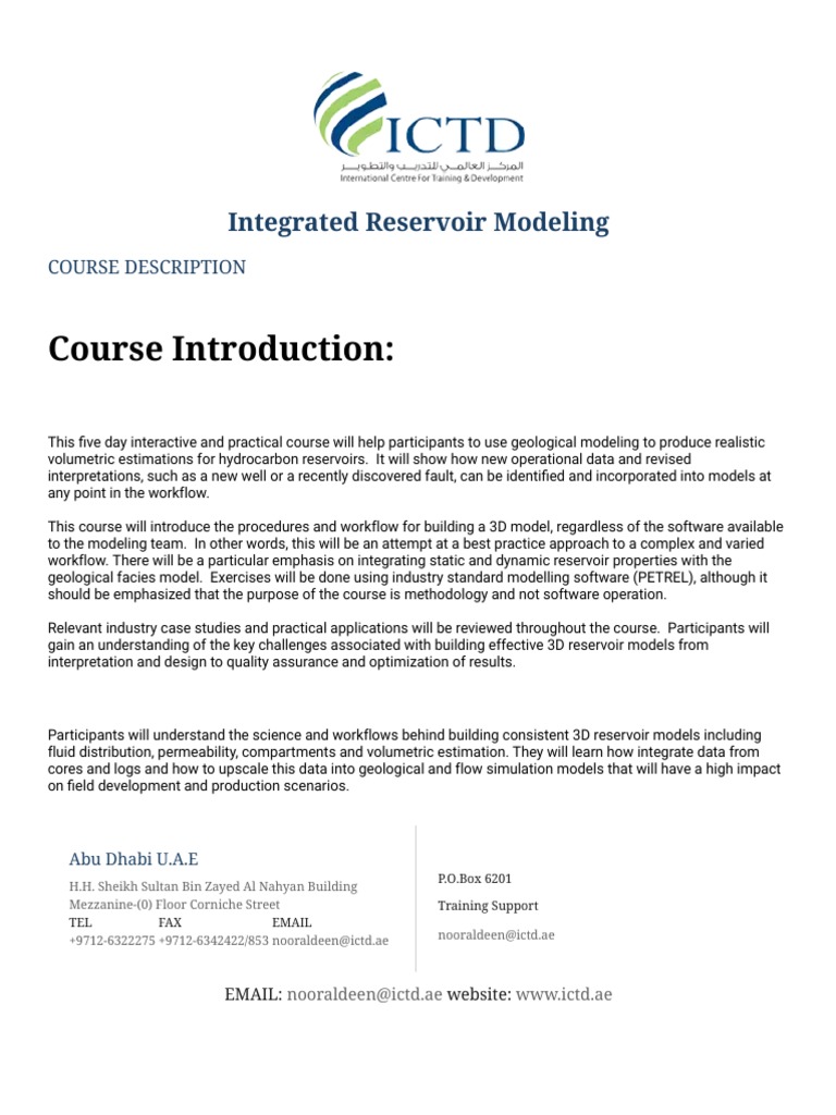 Course Introduction:: Integrated Reservoir Modeling | PDF | Scientific ...