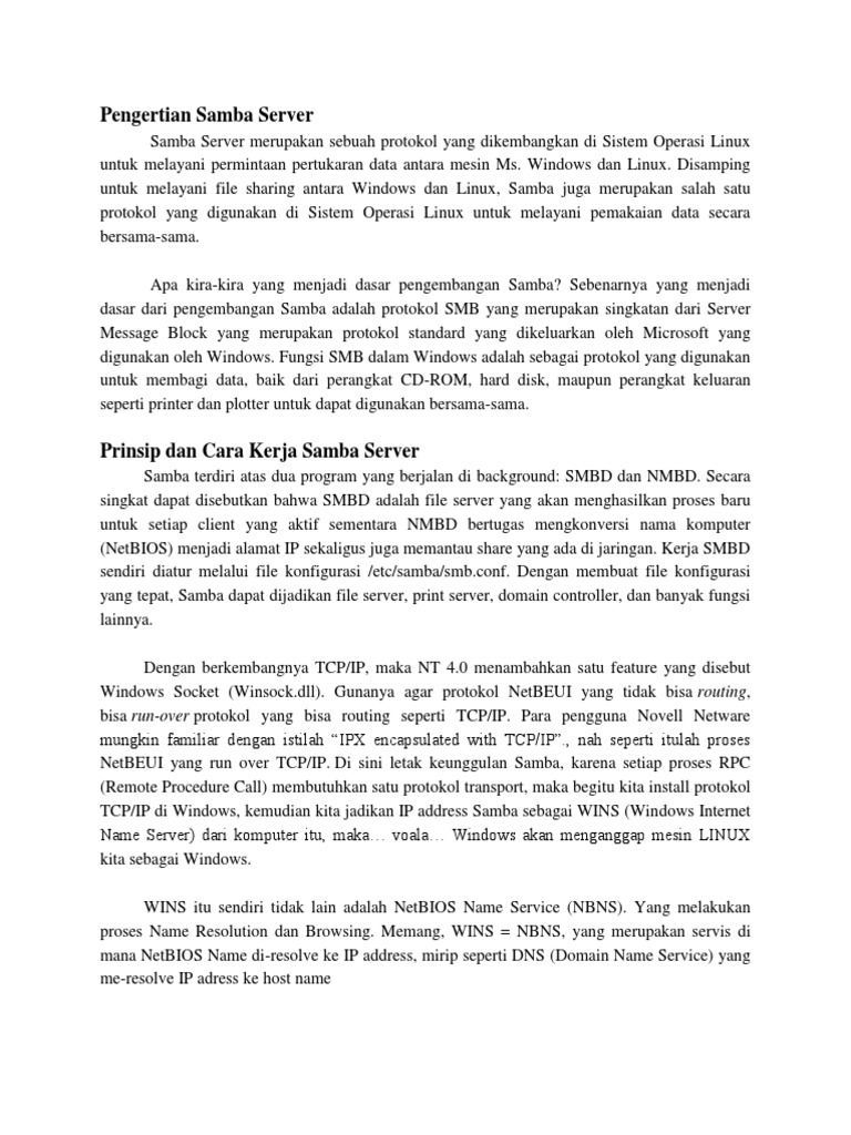 Pengertian Samba Server | PDF