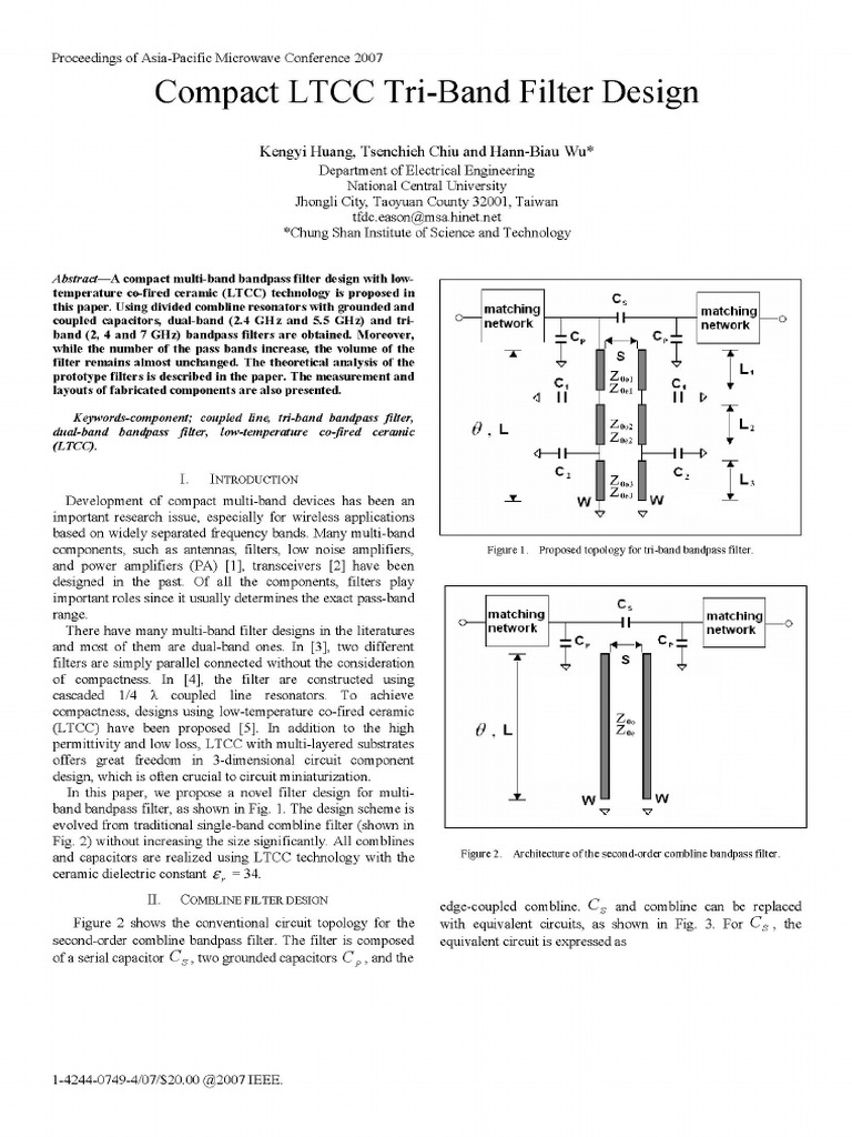 Compact LTCC Tri-Band Filter Design | PDF | Electronic Filter ...