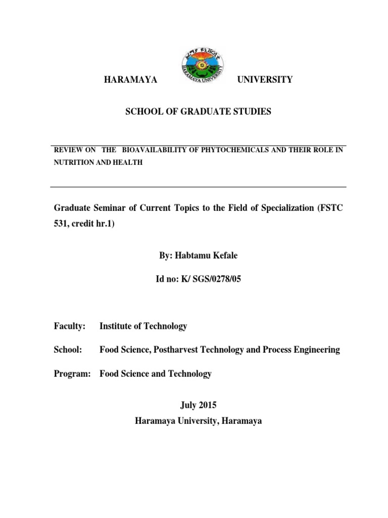 Review On THE Bioavailability of Phytochemicals and Their Role in Nutrition and Health | PDF ...
