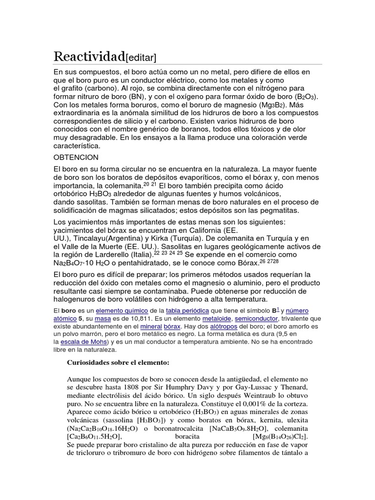 Propiedades y Usos del Boro | PDF | Boro | Elementos químicos